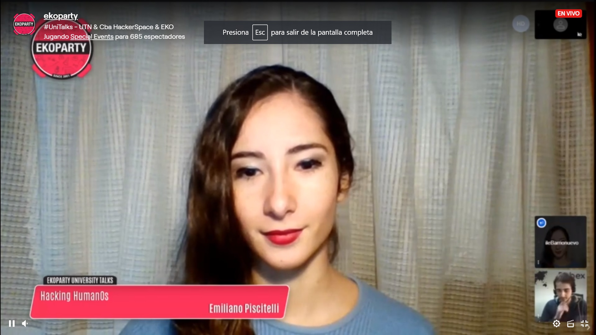 RESUMEN DE LAS JORNADAS EKOPARTY UNIVERSITY TALKS 2020 - Departamento de Ingeniería en Sistemas ...