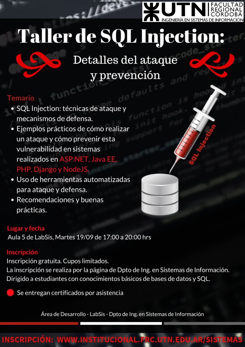 TALLER DE SQL INJECTION: DETALLES DEL ATAQUE Y PREVENCIÓN ...